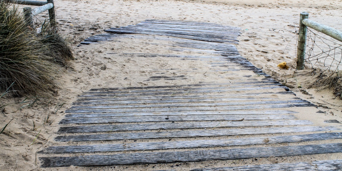 Jan Juc Surf Life Saving Club beach access ramp - on sand Great Ocean ...